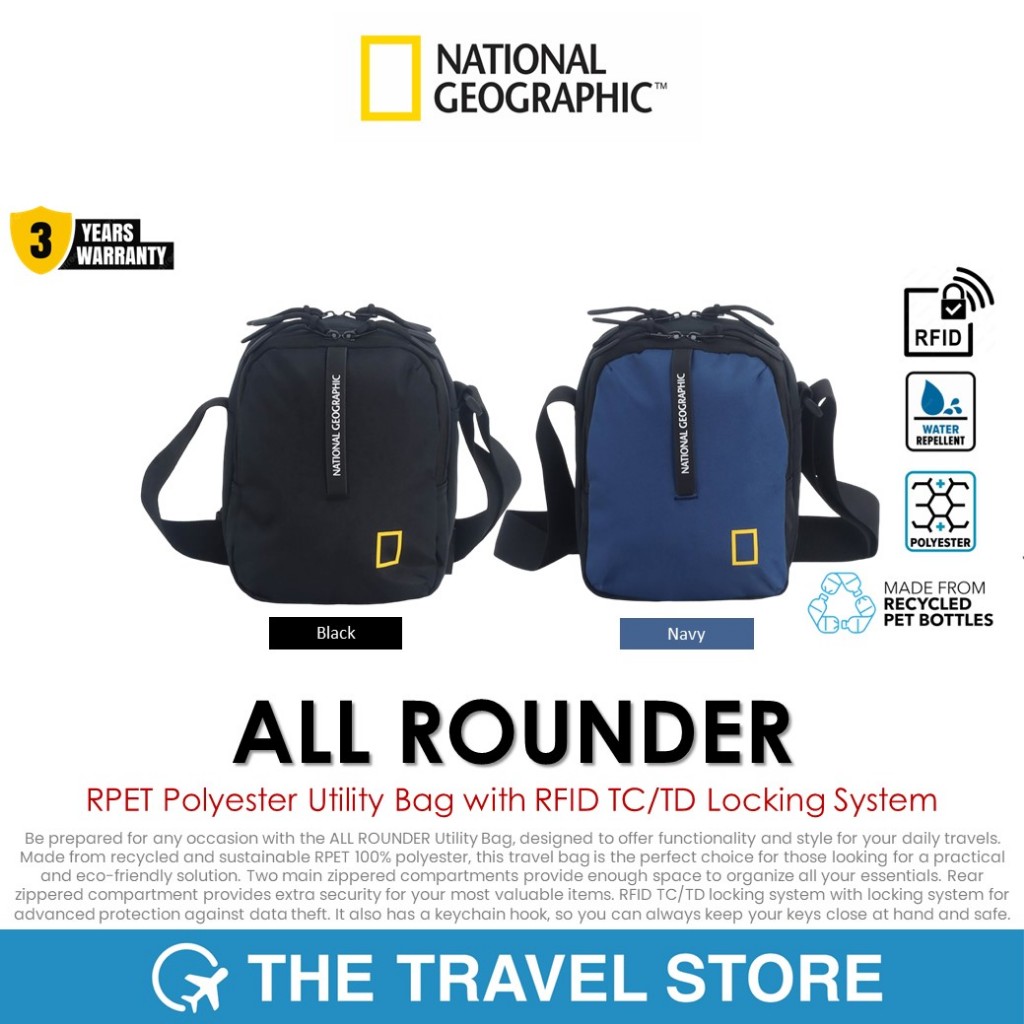 NATIONAL GEOGRAPHIC All Rounder RPET Polyester Utility Bag with RFID TC ...
