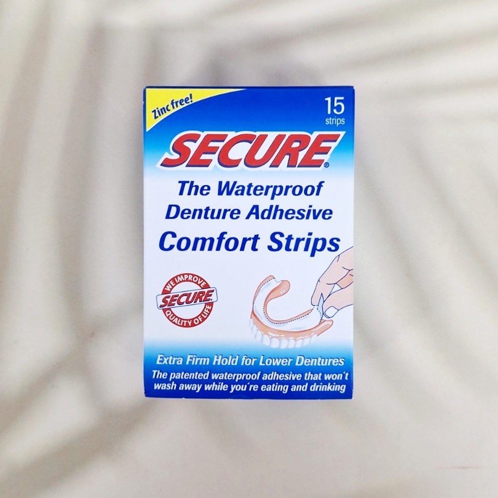 [Secure®] The Waterproof Denture Adhesive Comfort Strips,15Count แผ่น ...