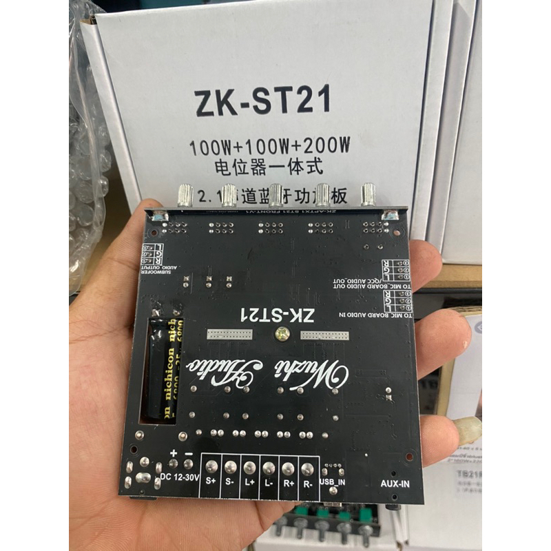 แอมป์จิ๋ว ZK ST21 แท้ TPA3221 100W*2+200W DC 12-30v รองรับการติดตั้ง ZK-AMP ST21แท้ แอมป์จิ๋วแรง ...