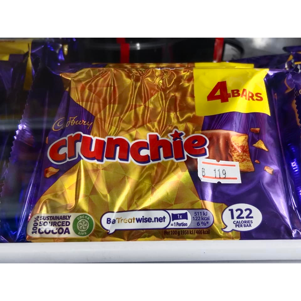 CADBURY Crunchie - Chocolate Bars with Honeycomb Centre* 4 PACK * 104g ...