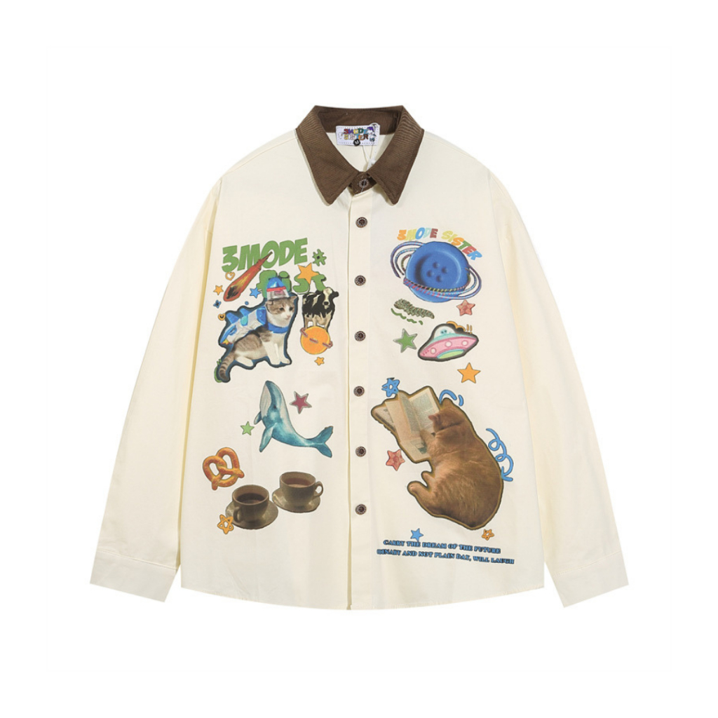 เสื้อเชิ้ตแขนยาวเกาหลีสกรีนงานพรีเมียม Korea Cute COL Shirt Premium ...