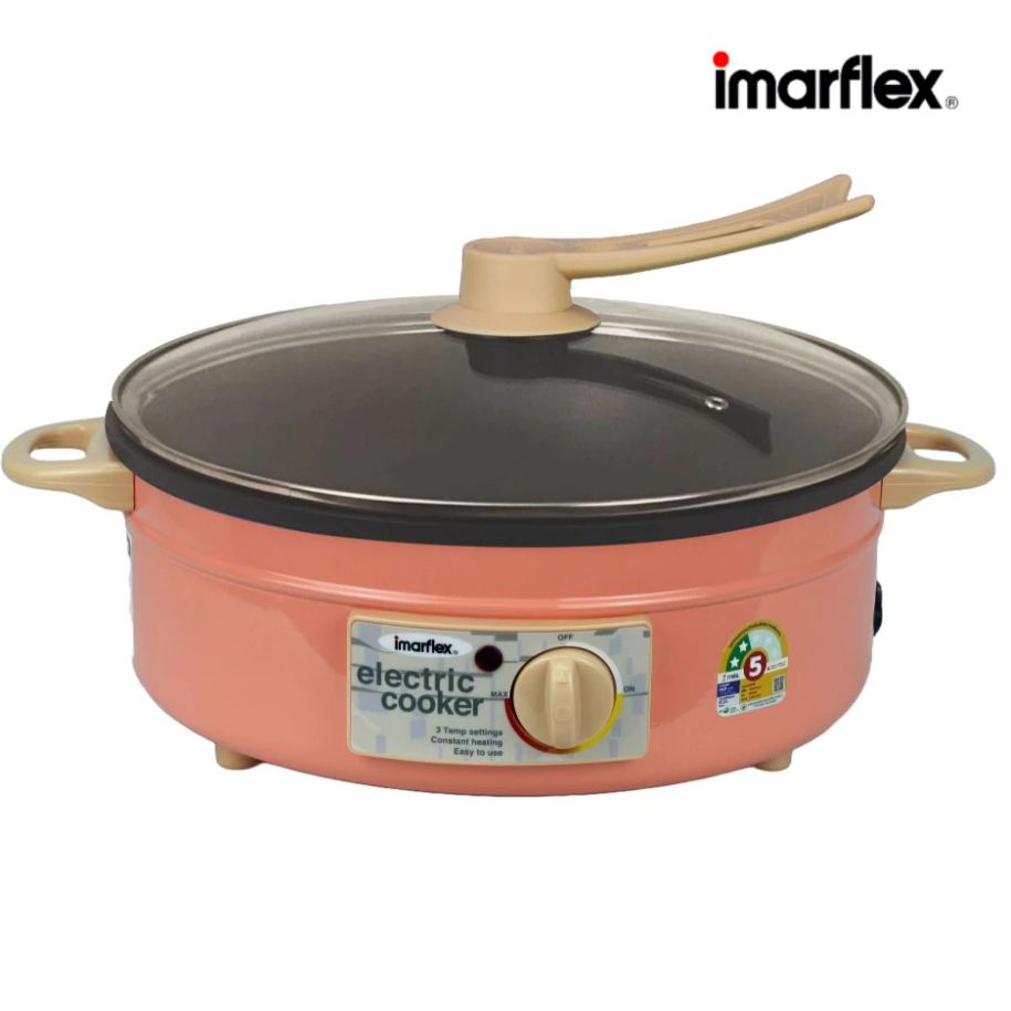 IMARFLEX กระทะไฟฟ้า รุ่น IP-134 เคลือบ เทปลอน ขนาด 3 ลิตร ฝาแก้ว แบบใหม่ กระทะไฟฟ้าเทปล่อน ...