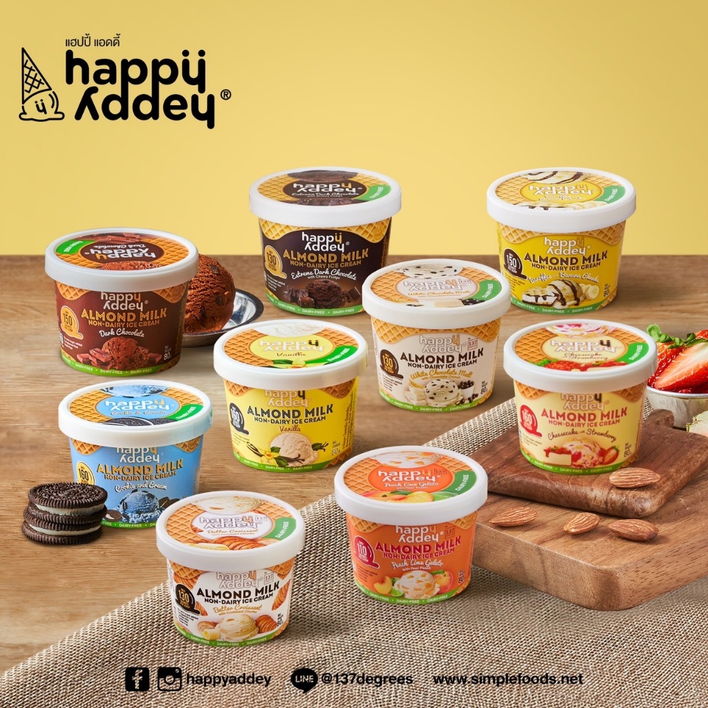 (ปลีก80g) ไอศกรีมนมอัลมอนด์ แฮปปี้แอดดี้ ขนาด 80g / ถ้วย (Happy Addey ...
