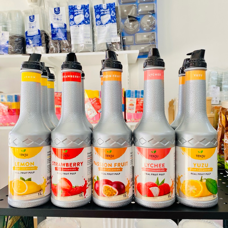 🍓🍋Tenju Fruit Concentrate 1 Lt. 🍈เท็นจู น้ำผลไม้เข้มข้น 1 ลิตร (หลาย ...