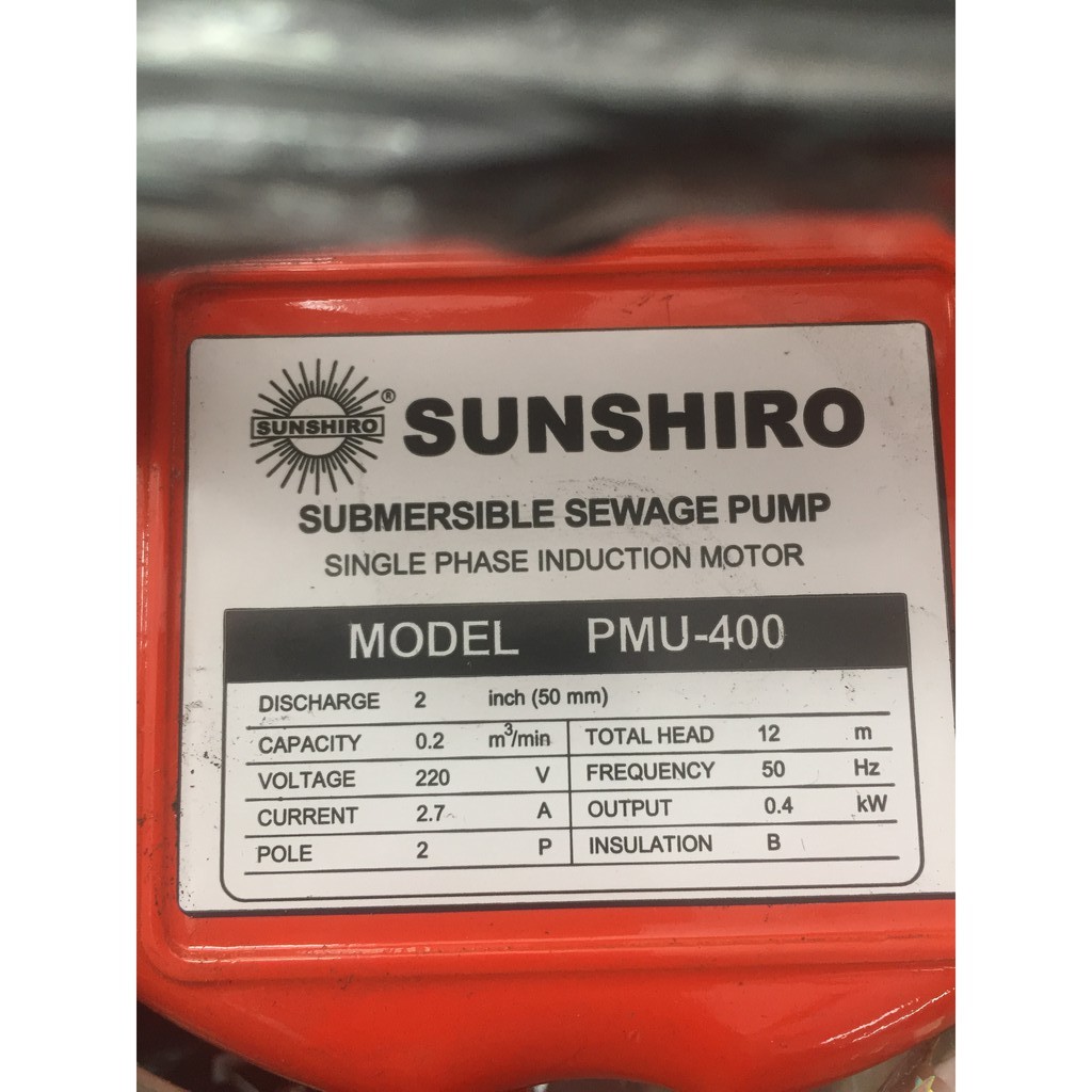 ปั๊มแช่ดูดโคลน 2 นิ้ว Sunshiro รุ่น PMU-400 ทนทานใ้้ช้งานดี | Shopee ...