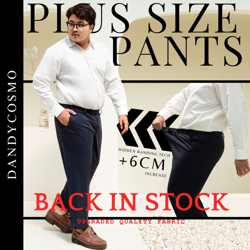 DANDY COSMO |Plus Size [36-50"] กางเกงสแลค เอวยืดได้ ไซท์ใหญ่ Hidden ...
