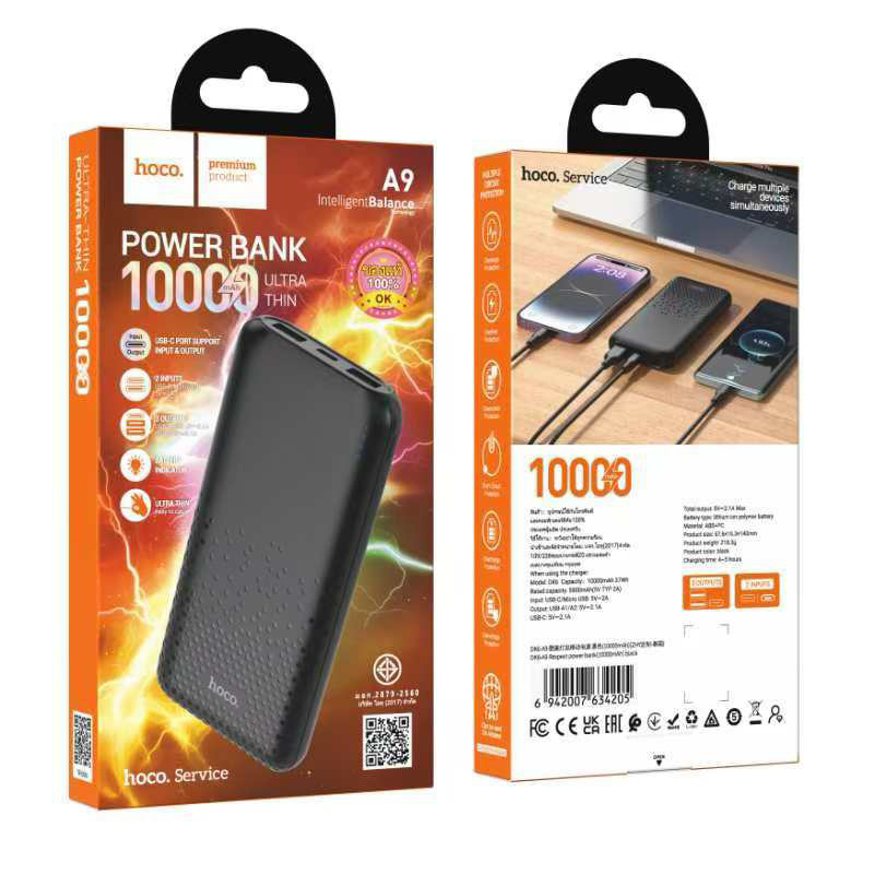 แบตสำรอง HOCO A9 พาวเวอร์แบงค์ Power Bank ความจุ 10000mAh พร้อมไฟ LED ...