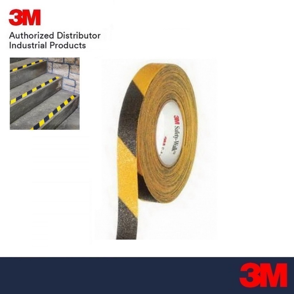 3M เทปกันลื่นสีดำสลับเหลือง 1นิ้วx18เมตร & 2นิ้วx18เมตร รุ่น 613 Safety-Walk Slip-Resistant ...