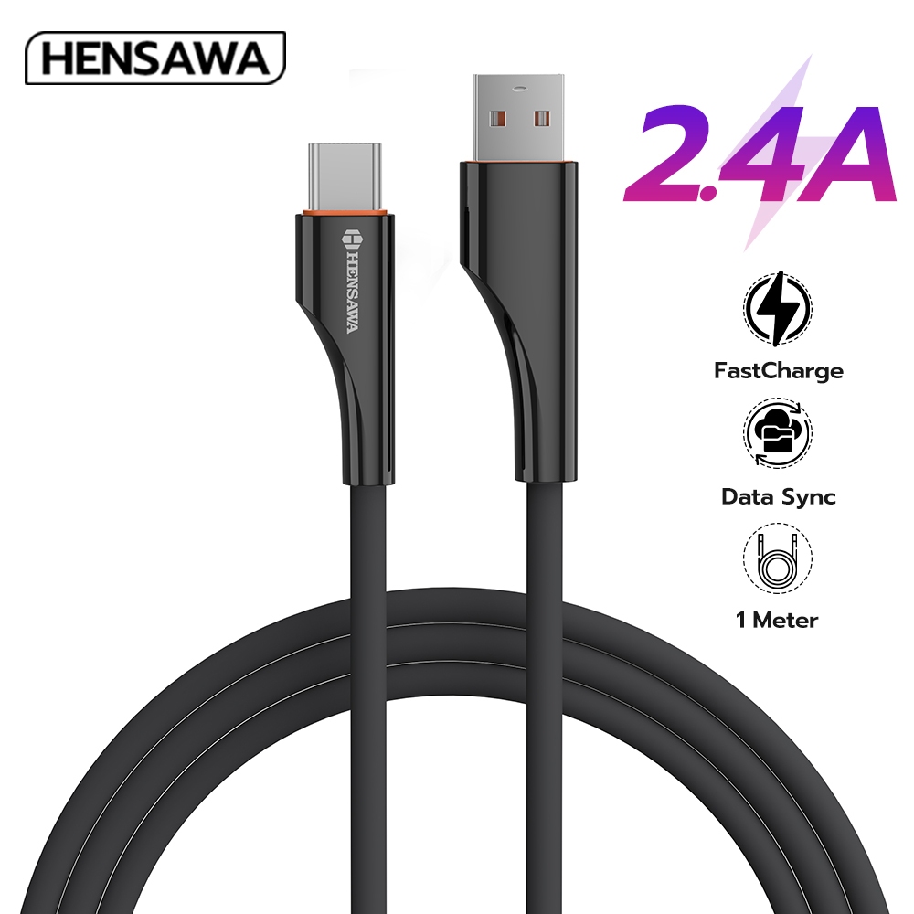 Hensawa รุ่น US3100 สายชาร์จเร็ว 2.4A USB to Type-C Micro ip วัสดุ PVC ...