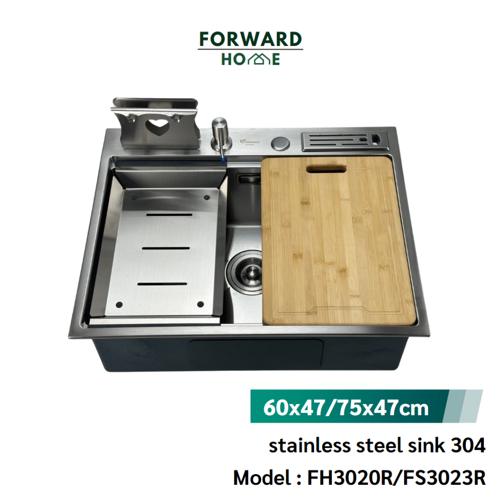 Forward ซิงค์ล้างจาน ซิงค์ล้างจานสแตนเลส อ่างล้างจาน สแตนเลส304 ขนาด75x47ซม stainless steel sink ...
