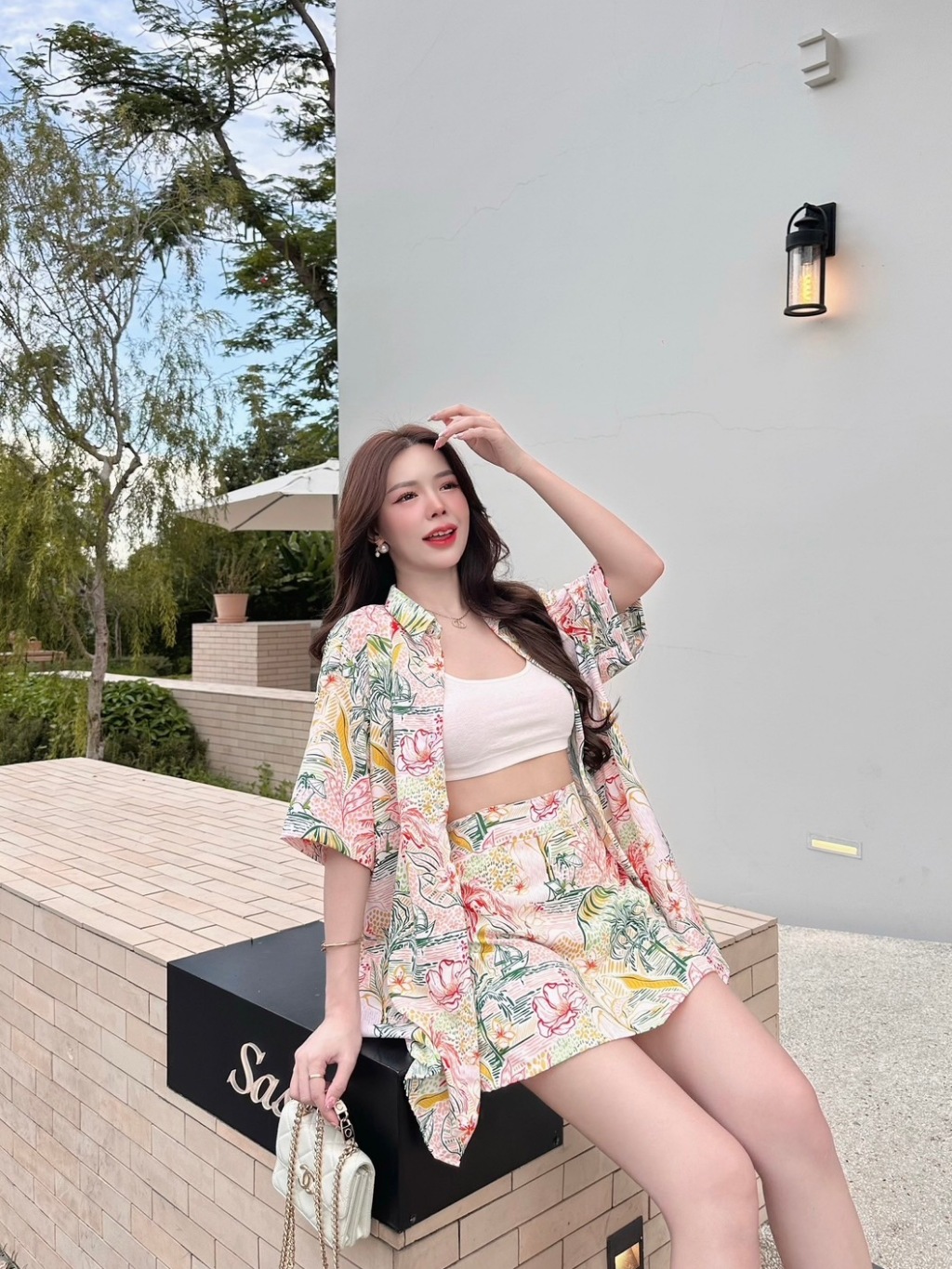 FEELING BOAT SET :ชุดเซ็ทกระโปรงสั้น 2 ชิ้น เสื้อโอเวอร์ไซส์ ชุดเซ็ทลาย ...