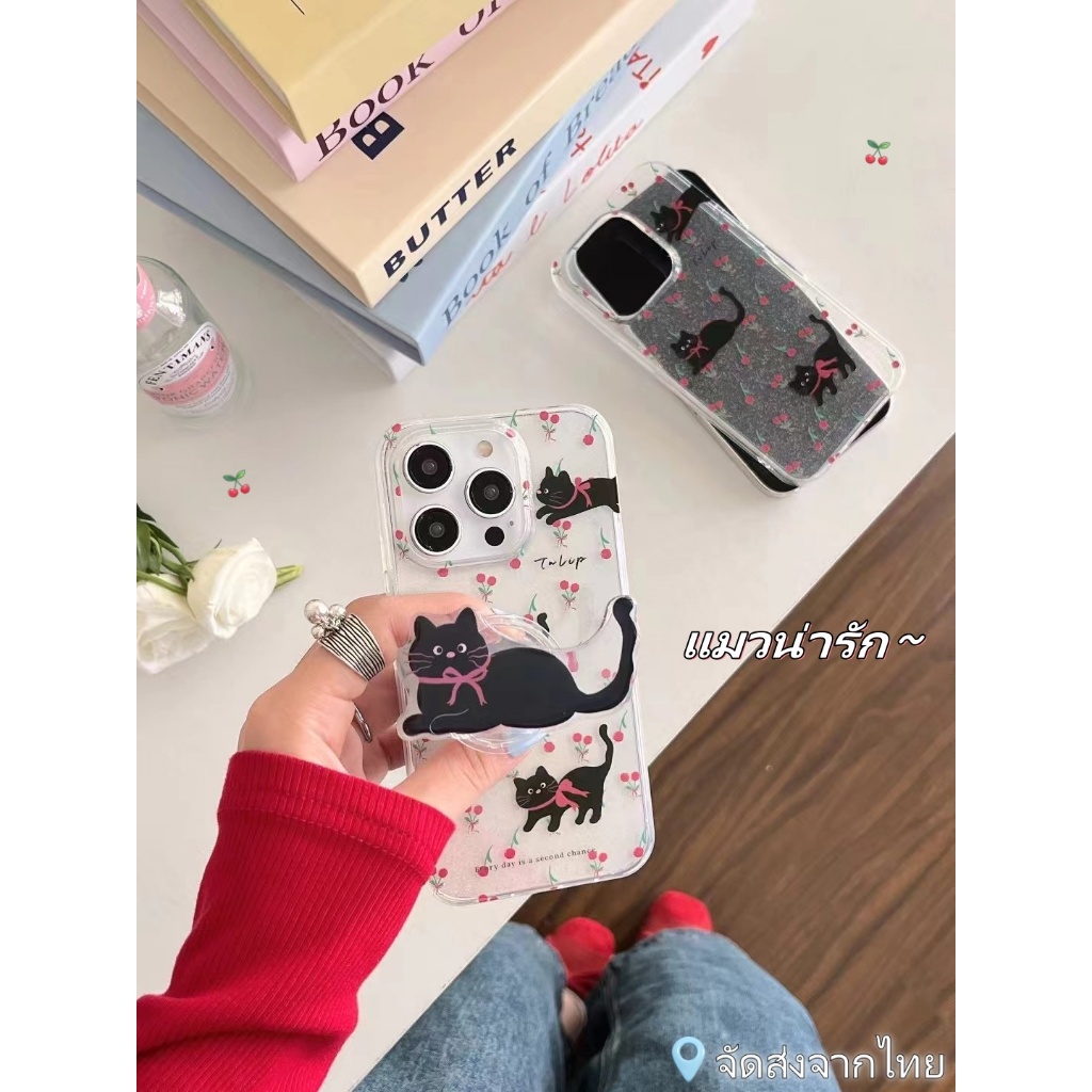 พร้อมส่ง เคสไอโฟน13 11 12 14 15 15Pro 15 Pro Max การ์ตูน แมว ดอกไม้ griptok cat กันน้ำ กันกระแทก ...