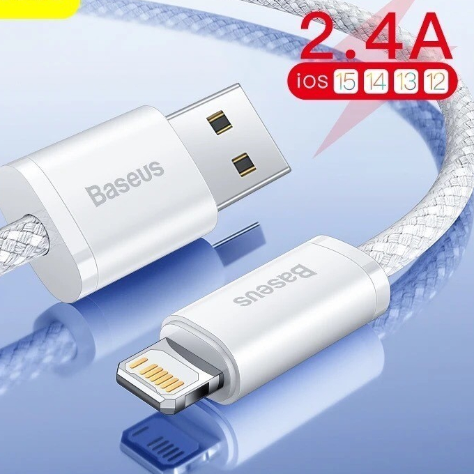 Baseus สายชาร์จ Usb To Ip 2 4a สายชาร์จถักไนลอน แข็งแรง Dynamic Series