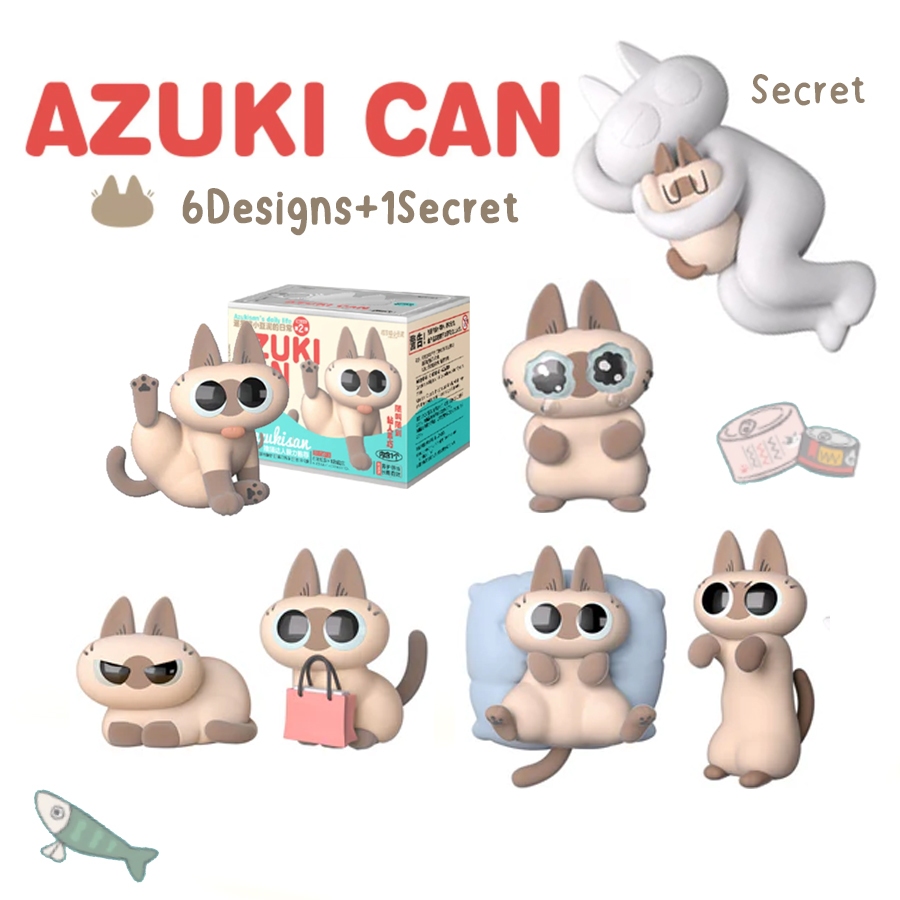 พร้อมส่ง กล่องสุ่ม AZUKI CAN CAT ลิขสิทธิ์แท้ ของเล่น ของสะสม น้องแมว ...