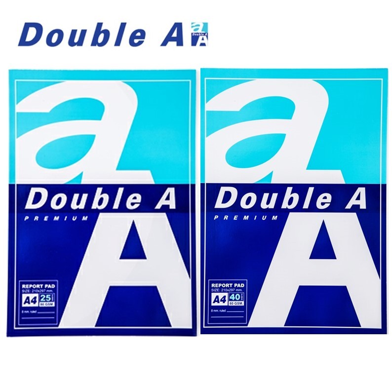 สมุดฉีก สมุดรายงาน Double A A4 80 แกรม จำนวน 25 แผ่น,40 แผ่น (ราคาต่อ 1 เล่ม) เลือกสินค้าด้านใน ...
