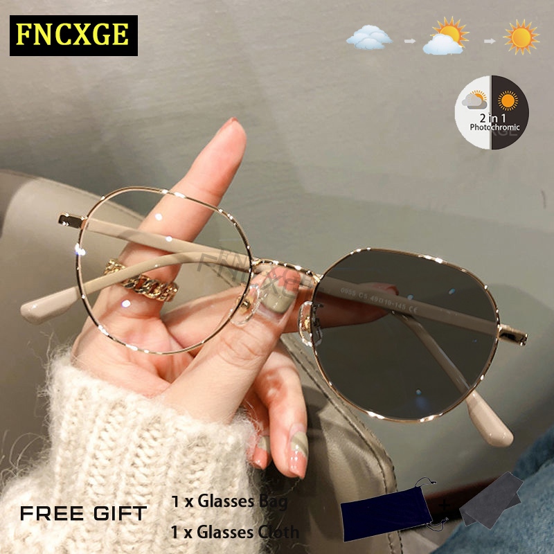 FNCXGE TR90 แว่นสายตาสั้น (0 ถึง 600) เลนส์ออโต้ เปลี่ยนสีในแสงแดด 5 สีเลนส์แว่นตาแฟชั่น แว่นตา ...