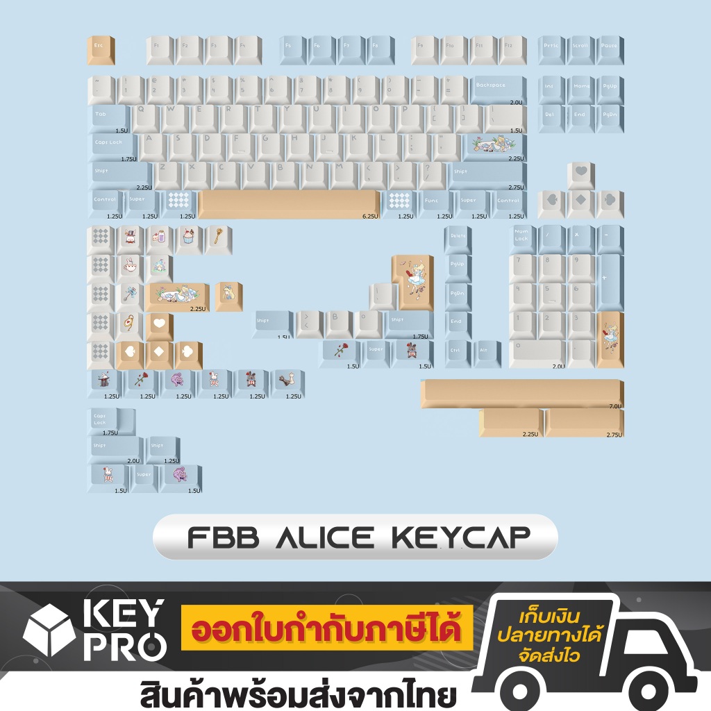 คีย์แคป FBB PBT dye sublimation Alice Cherry Profile Keycap Keyset | Shopee Thailand
