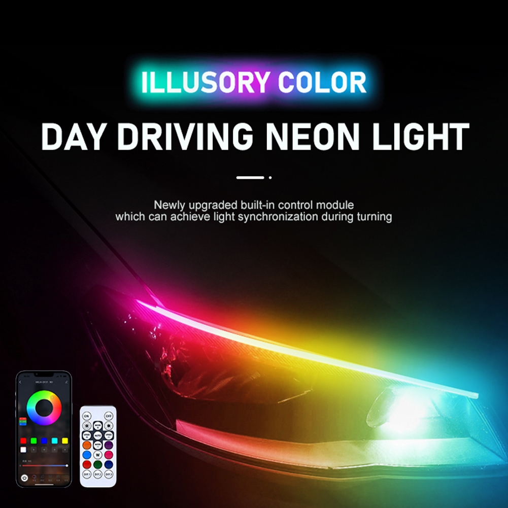 2 ชิ้นรถ LED นีออนไฟ DRL RGB ไฟวิ่งกลางวันAPP ไฟเดย์ไลท์ แบบ ...