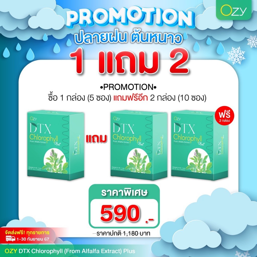 โปร DTX 1 ฟรี 2 Ozy DTX Cholorophyll + โอซี ดีทีเอ็กซ์ คลอโรฟิลล์ พลัส หนิง ปณิตา ***โปร DTX 1 ...