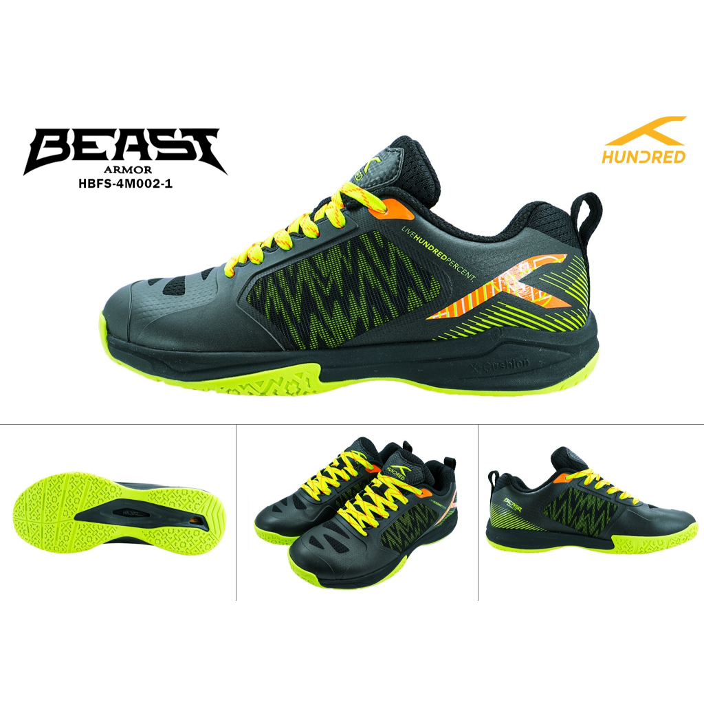 HUNDRED BEAST ARMOR (HBFS-4M002-1) BLACK badminton Shoe รองเท้า ...
