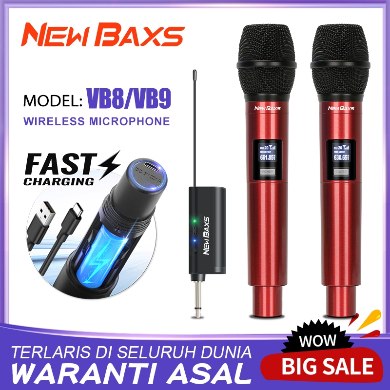 NEW BAXS [Type-C] ไมโครโฟนไร้สายมืออาชีพ VB8 / VB9 ไมโครโฟนไร้สายแบบดั้งเดิม 50 ม. ระยะยาวรับ ...