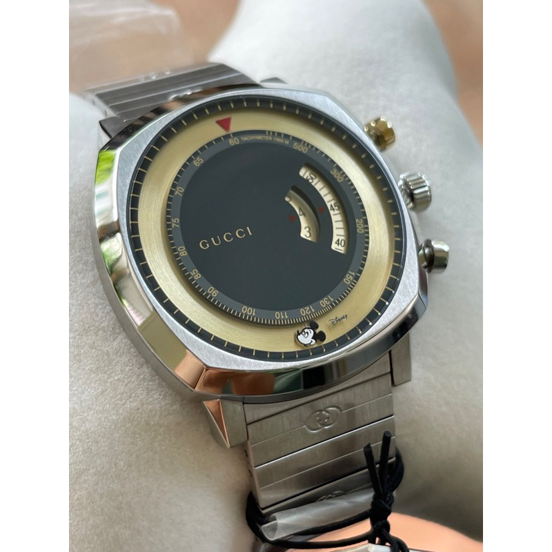 GUCCI Grip Disney Mickey Mouse 40MM QTZ SS YLW-Gold Men's Watch ...