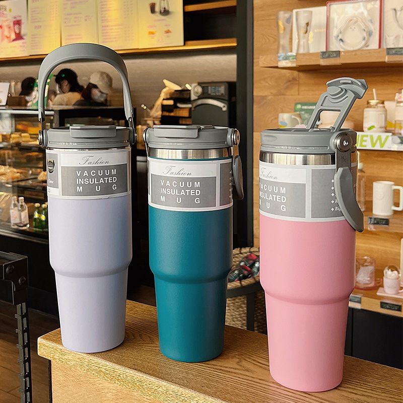 OUYILI แก้วน้ำ แก้วเก็บความเย็น แก้วเก็บความเย็น 900ML รุ่นมีหูหิ้วมี ...