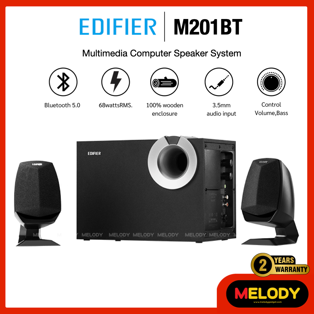Edifier M201BT ลำโพงมัลติมีเดีย 2.1 Bluetooth 5.0 , 3.5mm audio Input ...