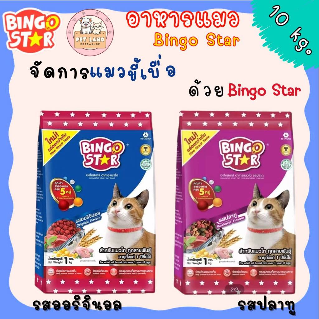 🌟 Bingo Star 🌟 บิงโกสตาร์ อาหารแมวโต 😻🍀 ขนาด 10 kg. | Shopee Thailand