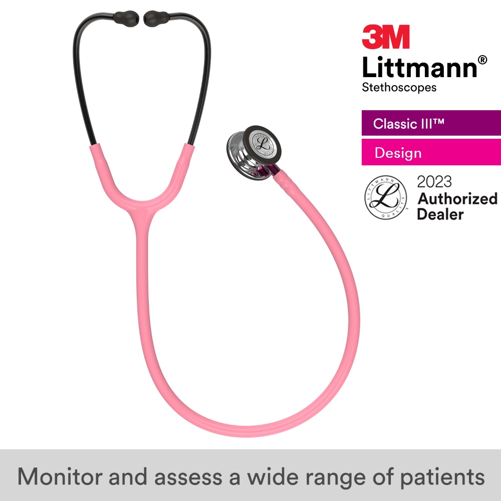3M Littmann Classic III 27 inch, #5962 (Pearl Pink Tube, Mirror Finish ...