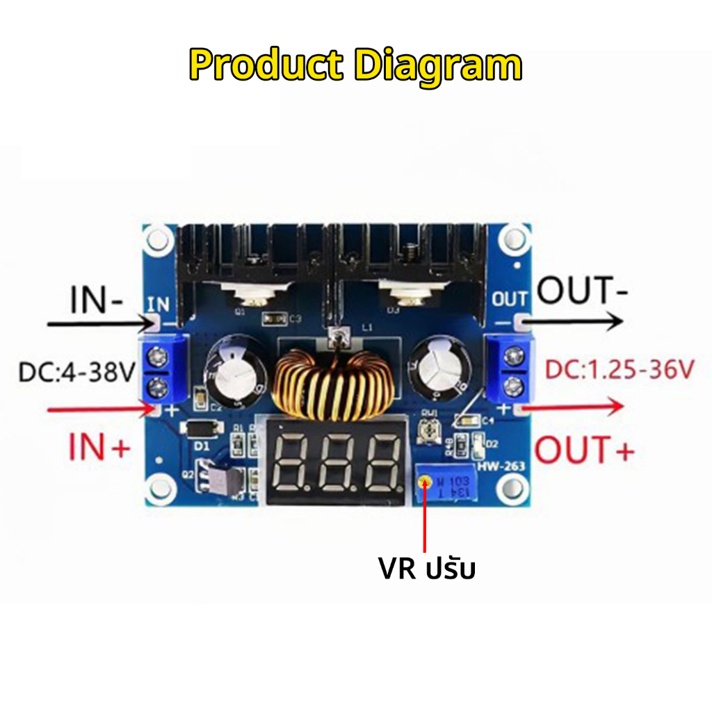 สเต็ปดาว DC-DC Step Down XL4016 Buck Converter มดูลตัวควบคุมบั๊กปรับได้ ...