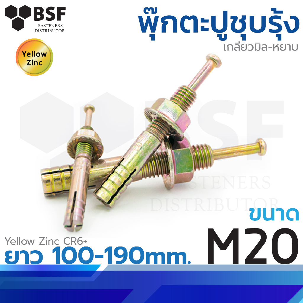 พุ๊กตะปู ขนาด M20 x 100 และ 190 เกลียวมิล - หยาบ | Shopee Thailand