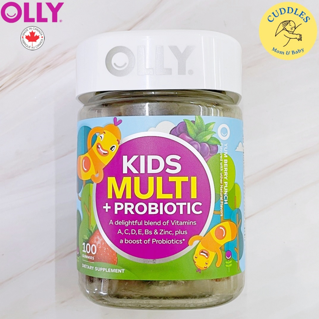 (OLLY) Kids Multi + Probiotic, Yum Berry Punch Flavors 100 Gummies ...