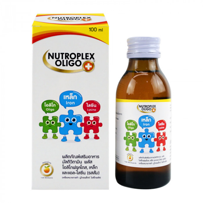 Nutroplex Oligo Plus 100ml. วิตามินสำหรับเด็กสูตรเสริมธาตุเหล็ก รสส้ม ...