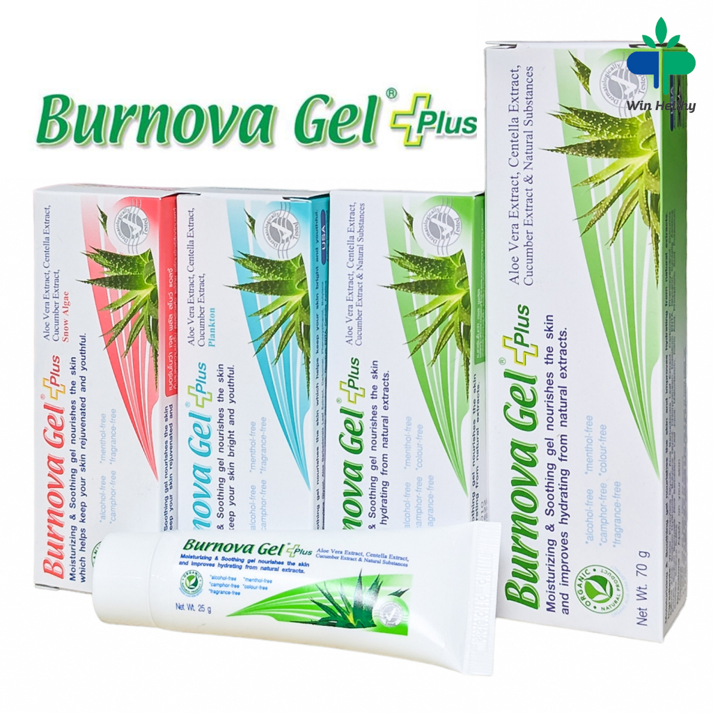 Burnova Gel Plus 25g / 70g เจลใสว่านหางจระเข้ ใบบัวบก แตงกวา สำหรับผิว ...