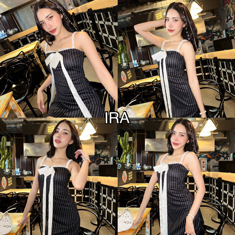BY IRA (23060) Aingfar Minidress มินิเดรสเปิดไหล่อิงฟ้า ปักลายลูกไม้ดีเทลโบว์สีขาว | Shopee Thailand