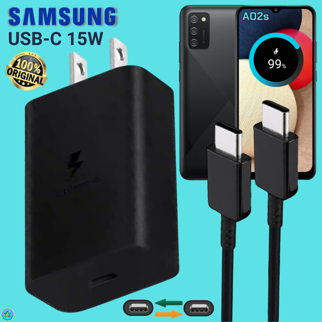 ที่ชาร์จ Samsung 15W Usb-C to Type-C การชาร์จด่วนแบบพิเศษ สำหรับ ซัมซุง A02s หัวชาร์จ (US) สาย ...