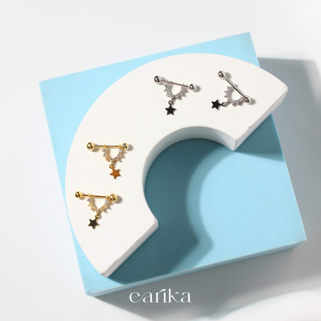 earika.earrings - comet piercing จิวหูเงินแท้จี้ดาว เหมาะสำหรับคนแพ้ง่าย | Shopee Thailand