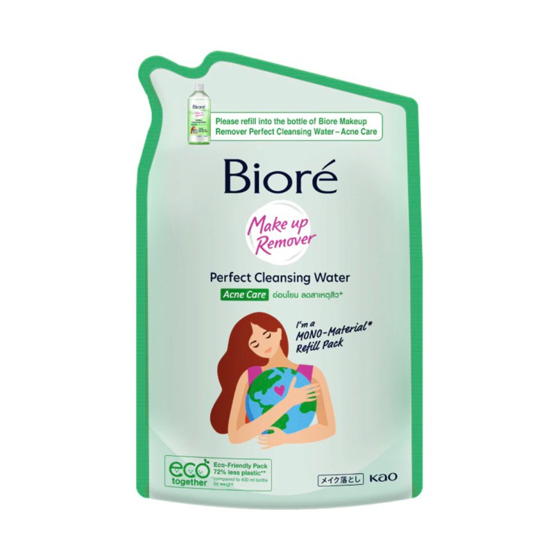Biore Makeup Remover Cleaning Water Acne Care Refill 330ml. | Shopee ...