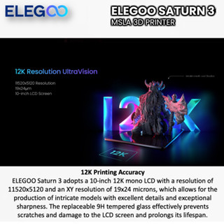 Elegoo Saturn 3 12K 3D Printer Kit Upgrade COB + Fresnel Collimating ...