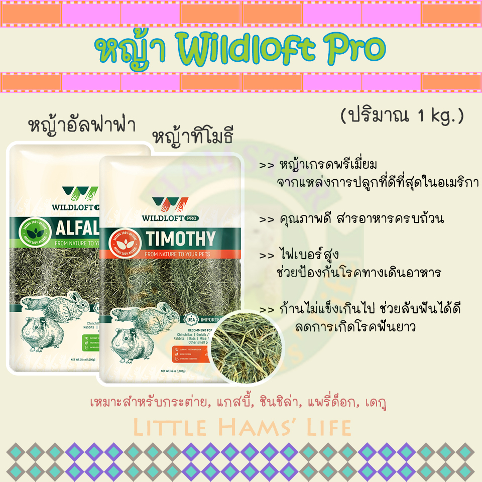 หญ้า Wildloft Pro หญ้าแห้งคุณภาพดี สำหรับกระต่าย, แกสบี้, ชินชิล่า, แพร ...