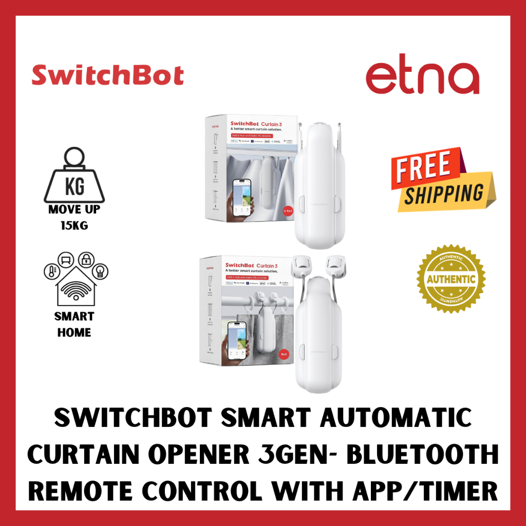 SwitchBot 3rd Gen Smart Automatic Curtain Opener - Bluetooth Remote ...