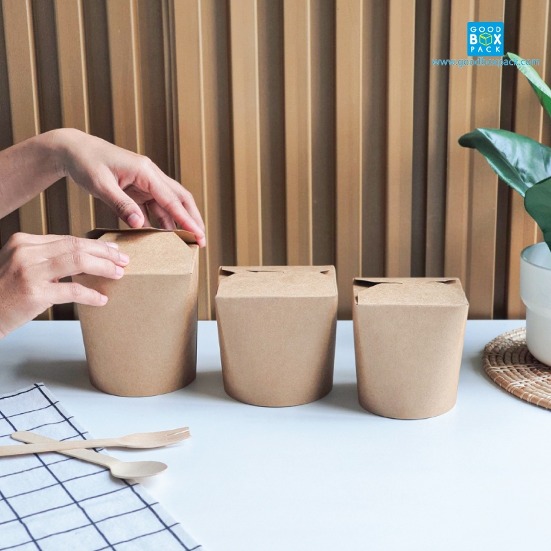 Goodboxpack (แพ็คละ50ใบ) กล่องใส่บะหมี่คราฟท์/ขาว 16,26,32 oz ด้านในเคลือบกันซึมอย่างดี | Shopee ...