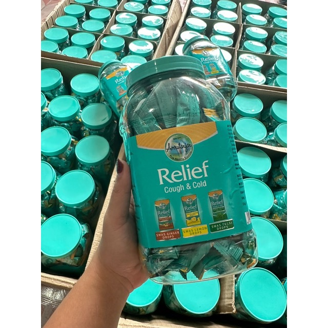 ( 1 กระปุก..200 เม็ด) ลูกอม Amrutanjan Relief Swas Mint บรรเทาอาการ ...