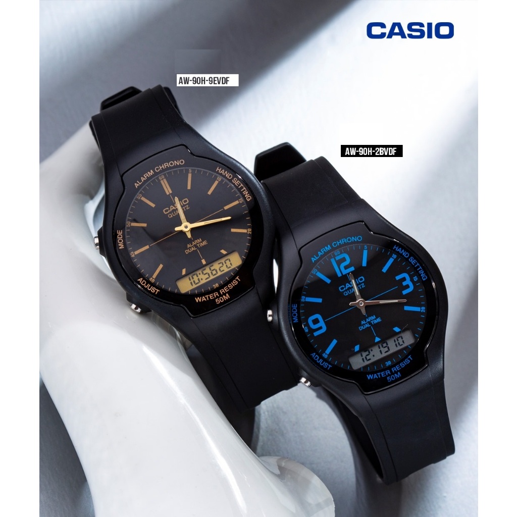 นาฬิกา Casio แท้ รุ่น AW-90H-9Eและ AW-90H-2B นาฬิกาข้อมือ สายเรซิ่น 2 ...