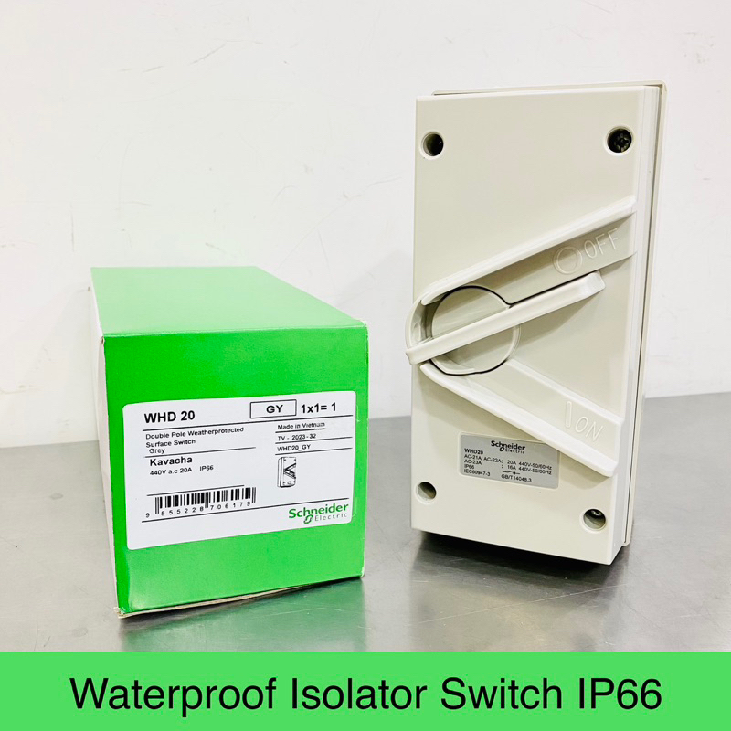 Schneider Electric Isolator Switch สวิตช์แอร์ สวิตช์เปิดปิดกันน้ำ 2P 20A 35A รุ่น WHD20_GY และ ...