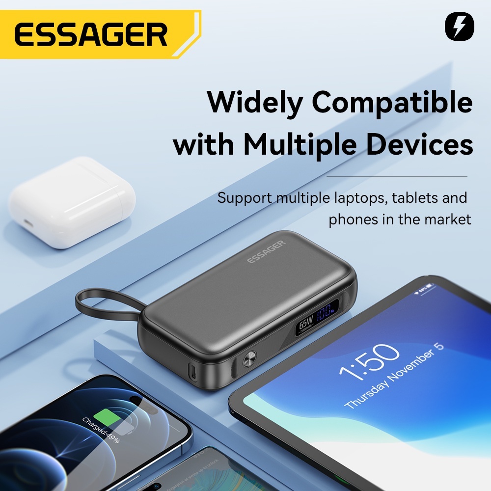 Essager พาวเวอร์แบงค์ 15000mAh 65w พร้อมสายเคเบิล ชาร์จเร็ว สองทาง ...