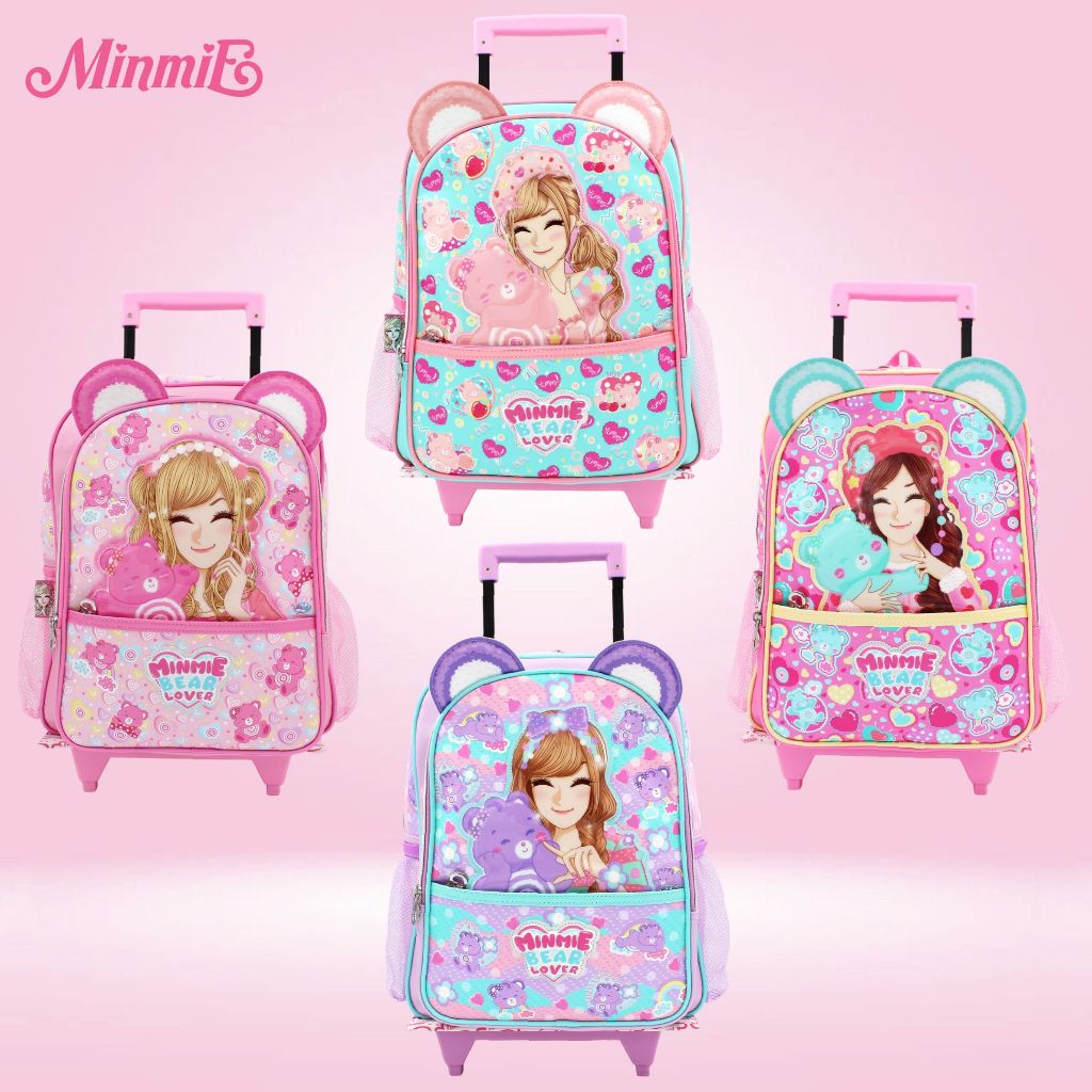 Minmie กระเป๋าเป้ล้อลากถอดได้ลายตุ๊กตาหมี 14 นิ้ว พร้อมล้อลาก ล้อ 2 ล้อ ...