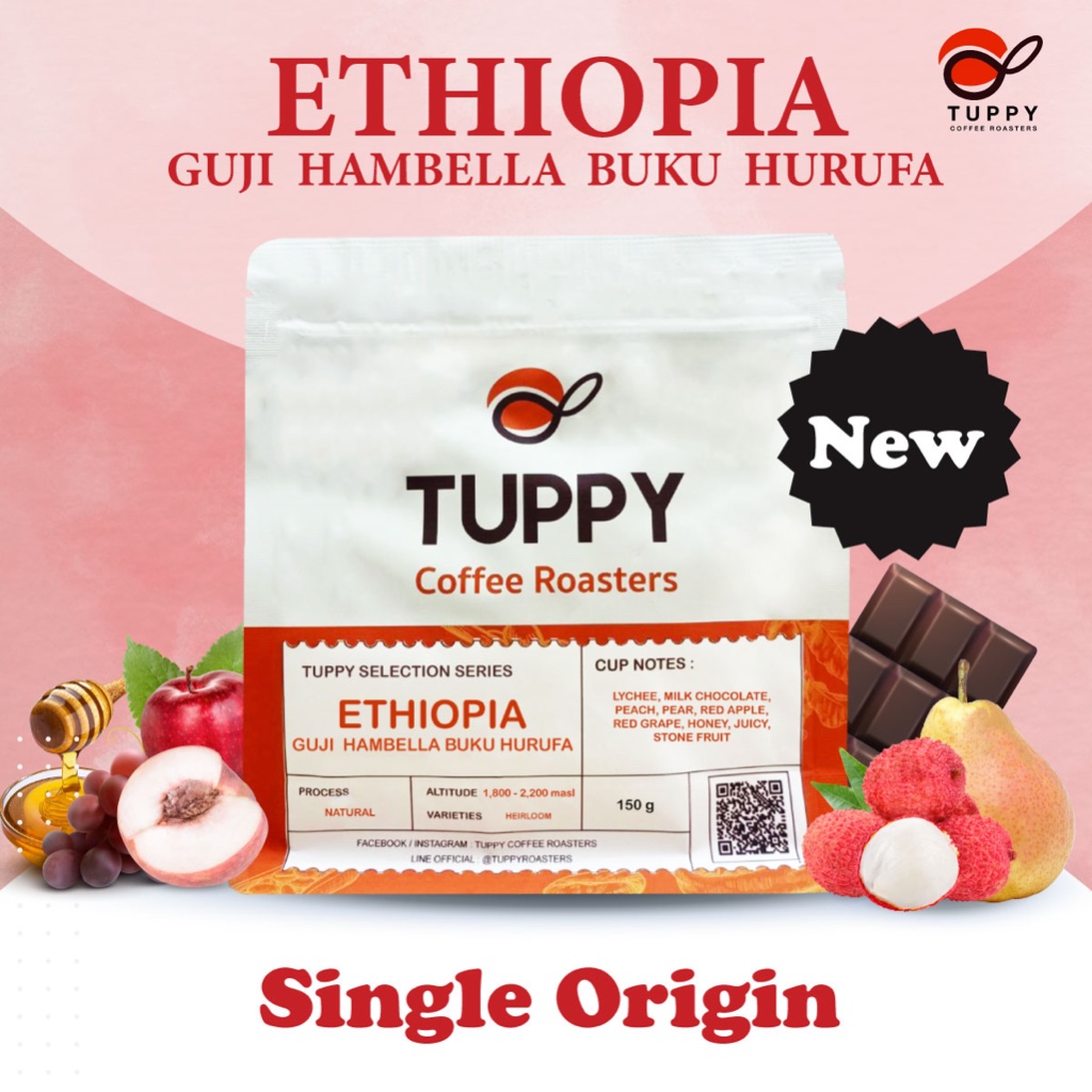 TUPPY COFFEE : เมล็ดกาแฟคั่ว Ethiopia Guji Hambella Buku Hurufa (Single Origin) 150 g | Shopee ...