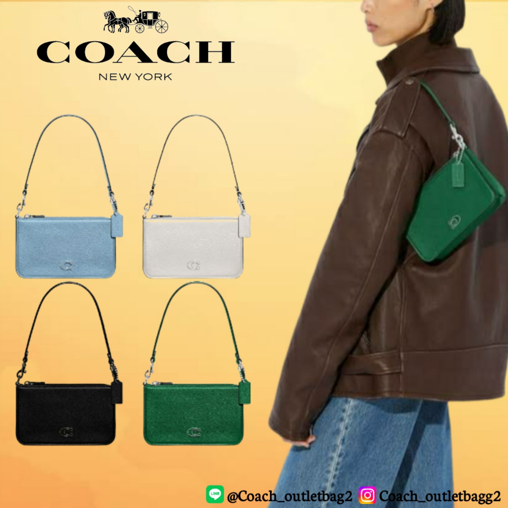 💯Coach Pouch Bag With Signature Canvas | Shopee Thailand